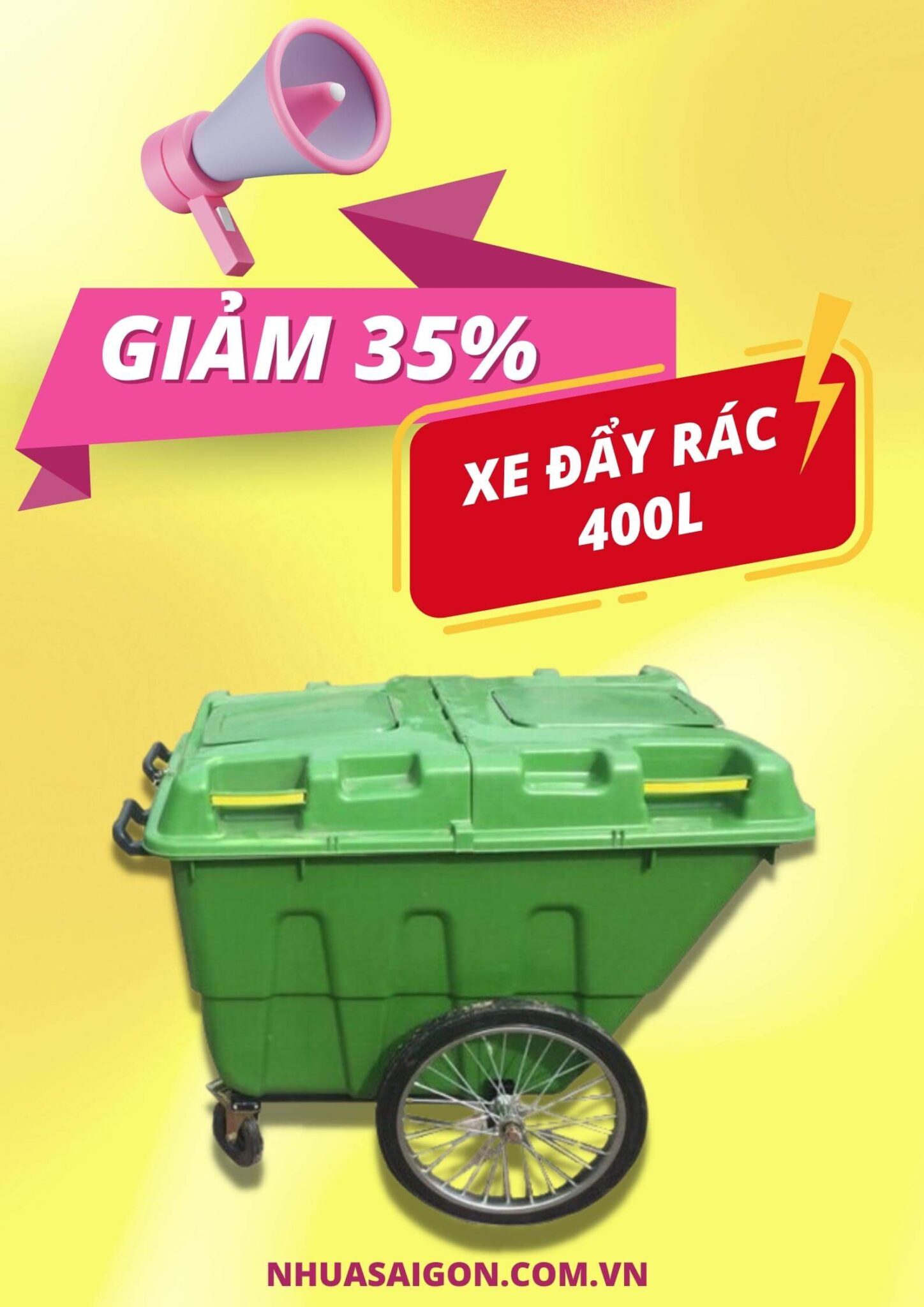 [SALE 35%] Xe Đẩy Rác - Xe Gom Rác 400L Chỉ 2trxx | NSG